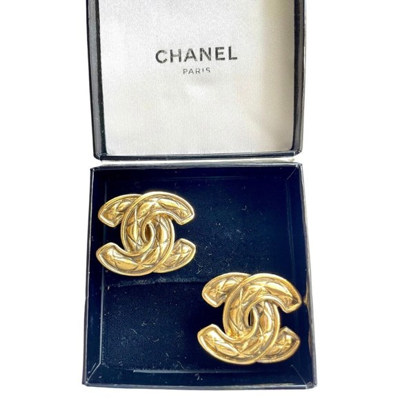 CHANEL | Jewelry | Chanel Vintage Matelasse Cc Mark Earrings | Poshmark